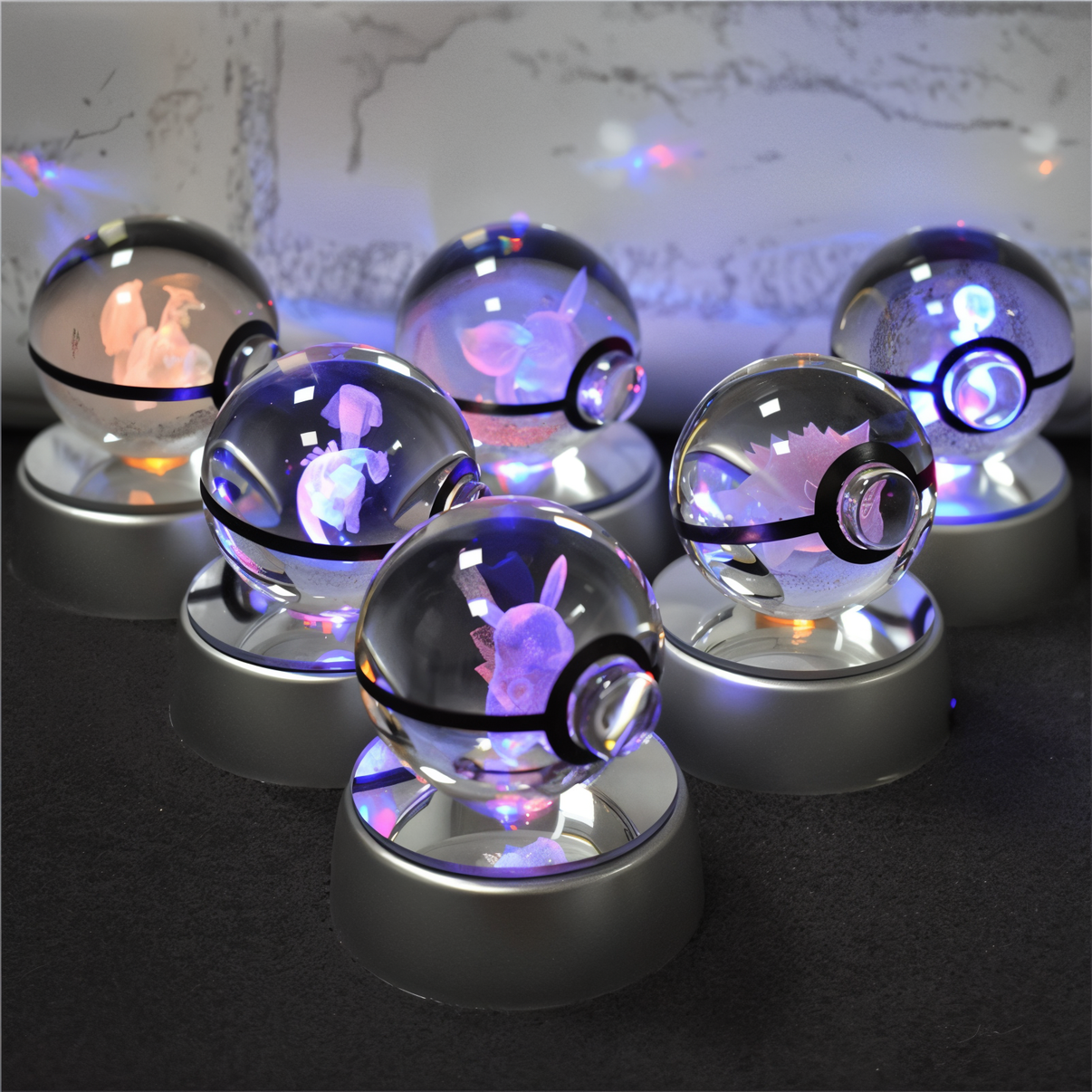 Crystal PokeBall with RGB Base and giftbox – Lumina